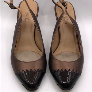 Van Eli | Shoes | Vaneli Copper Black Leather Slingback Heels 85 | Poshmark